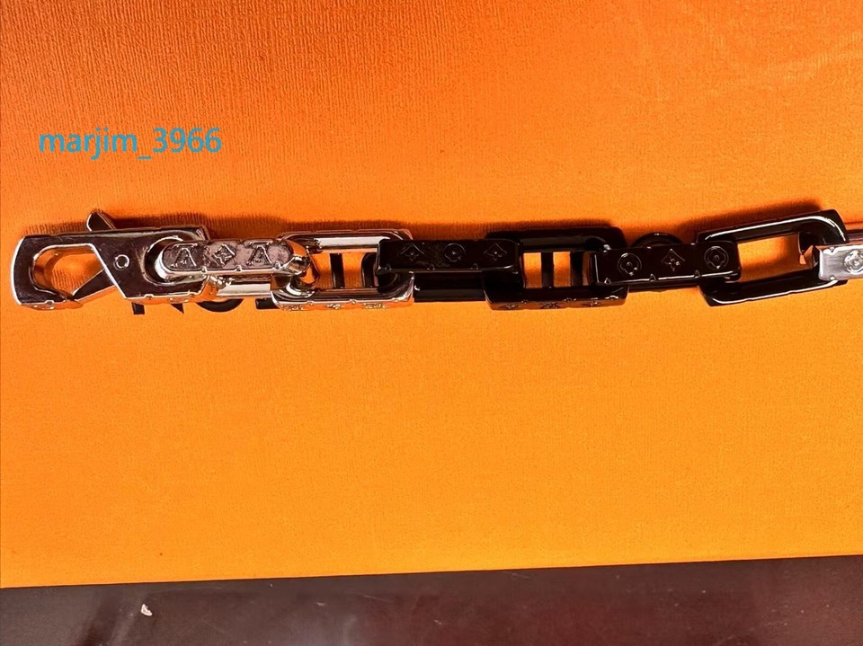 Louis Vuitton Monogram Canvas Silver Tone 8.5" LV Pin Bracelet | eBay