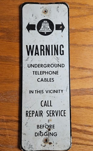 Vintage Bell System WARNING Underground Cables Telephone Pole Metal ...
