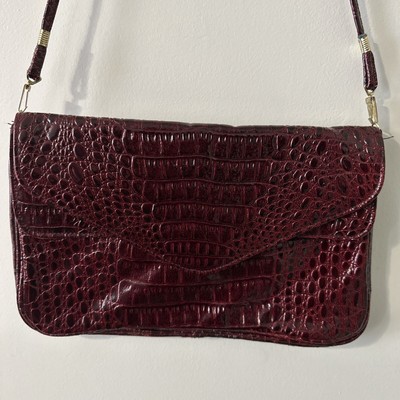 Vintage Contessa Dark Burgundy Genuine Leather Crocodile Pattern ...