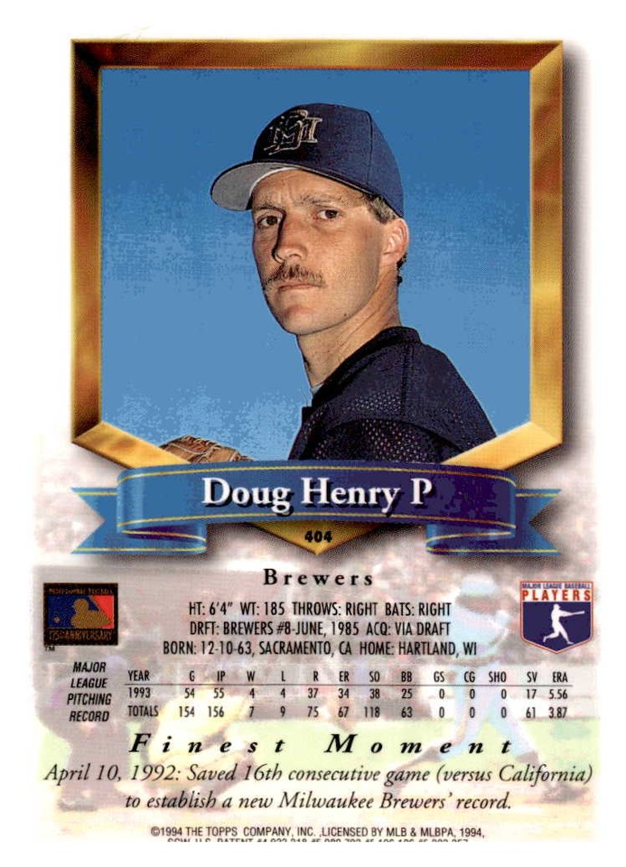 1994 Finest Doug Henry 404 | eBay