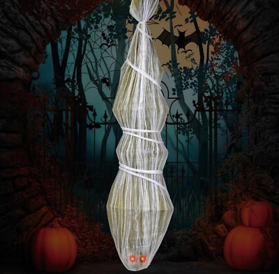 72in Halloween Decor Hanging Cocoon Corpse Animated, Lighted Dead Body ...