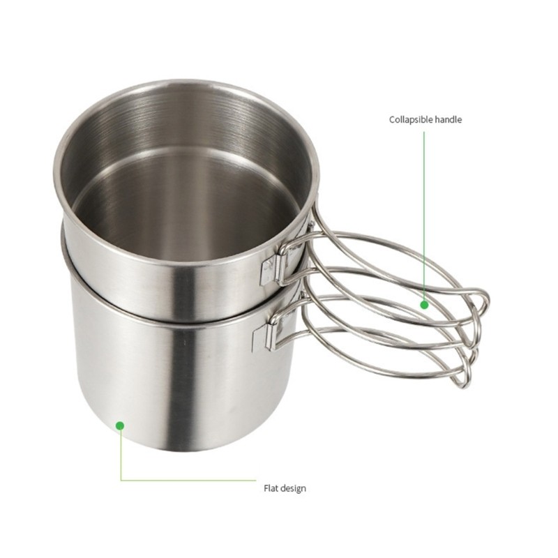 Camping Water Cup with Folding Handle Outdoor Cookware Camping Cup Pots ...