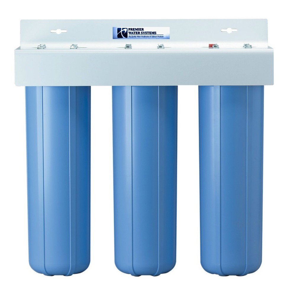 Triple Big Blue Water Filter Housing 20'' + Wrench and Bracket | eBay