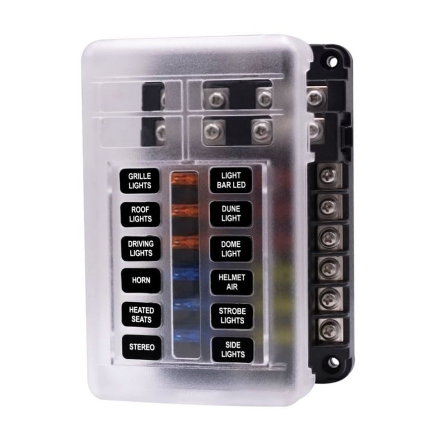 Car Boat Fuse Block 12 Way LED Fuse Junction Box Blade Fuse Terminal ...