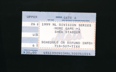 Oct 8 1999 NLDS playoff ticket Diamondbacks @ Mets Olerud 3 RBI R ...