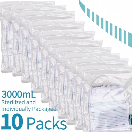 10 Packs Drain Bags with Anti-Reflux 3000mL Urinary Drainage Bags | eBay