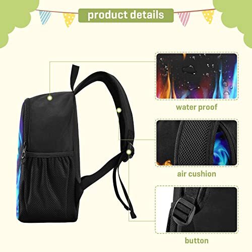 Kids Backpacks for PreschoolRed Blue Fire Dragon Kindergarten Schoolbag ...