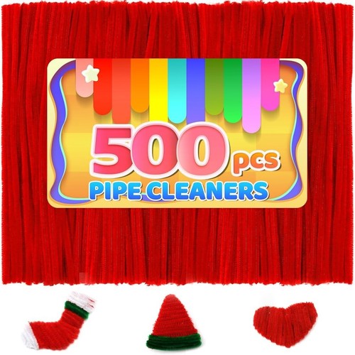 500Pcs Red Pipe Cleaners Chenille Stems Pipe Cleaners for Crafts Pipe ...
