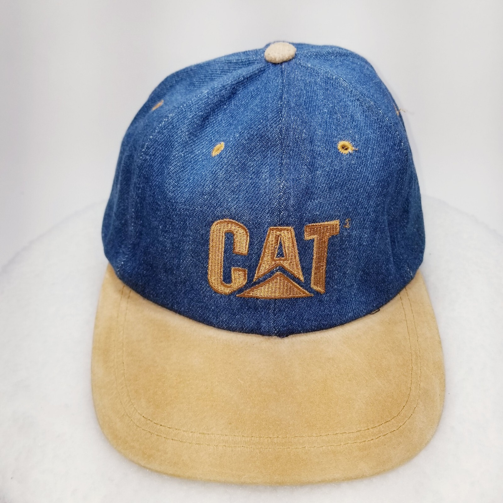 Vintage CAT Caterpillar Denim Trucker Hat Cap Adjusta… - Gem