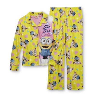 Despicable Me Pajamas Girl's size 6 NEW Button Down Fleece Shirt Pants ...