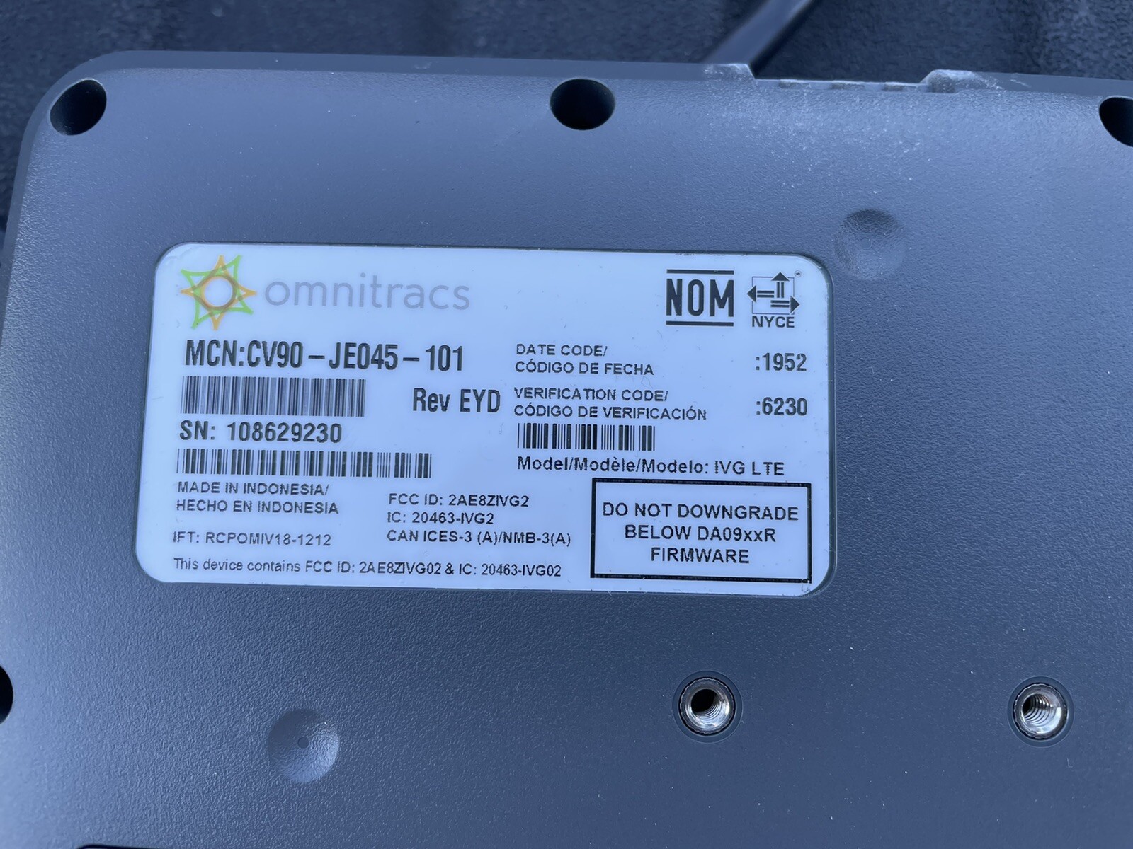 Omnitracs IVG (ELD) ELD Electronic Logging Device CV90-JE045-101 ...