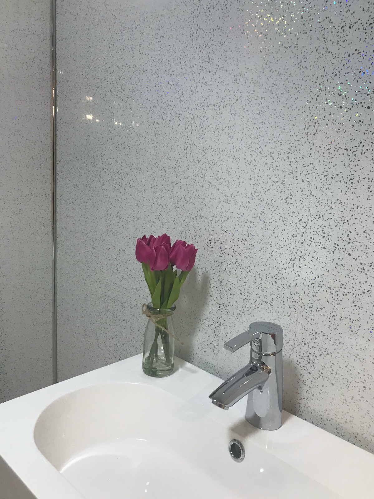 Platinum White Sparkle PVC Bathroom Cladding Ceiling Panels Shower Wet Wall | eBay UK