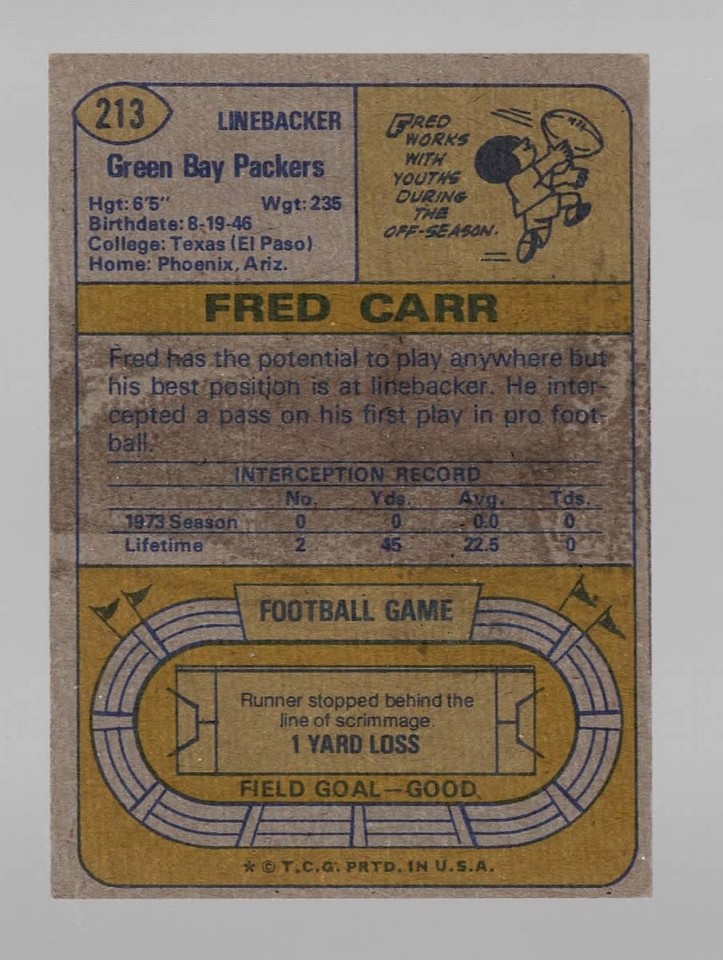 1974 Topps #213 Fred Carr VG/Ex | eBay