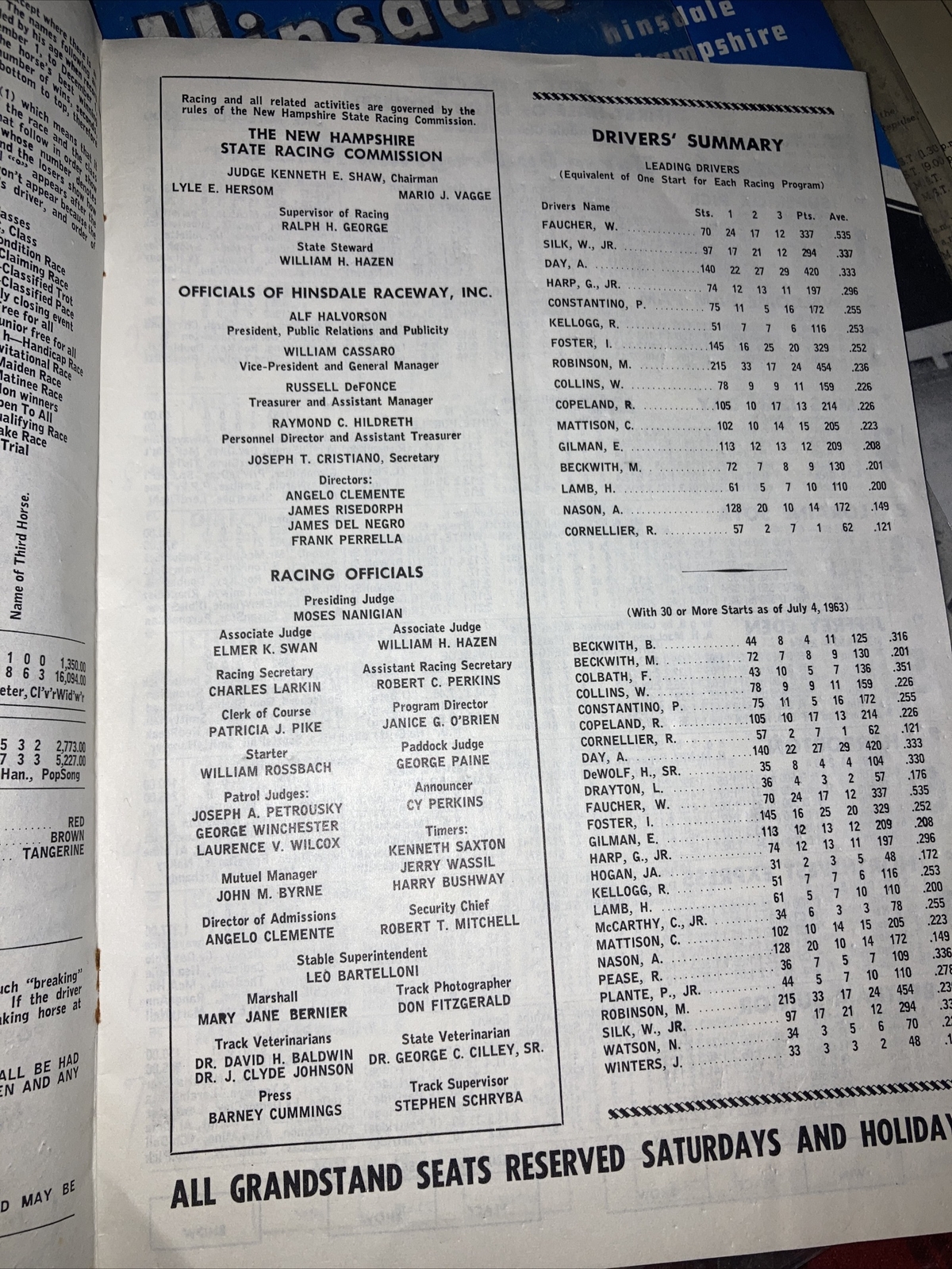 Hinsdale Raceway Horse Harness Racing NH Program Vintage MAY 9 to Sept ...