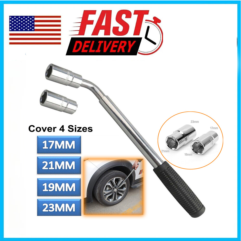 Lug Wheel Brace Wrench Tyre Spanner Sockets Nut Removal Repair Kit 17 ...