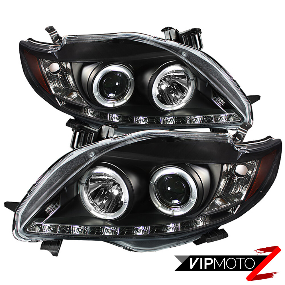 For 09-10 Toyota Corolla CE/XLE Black Halo Angel Eye Projector ...