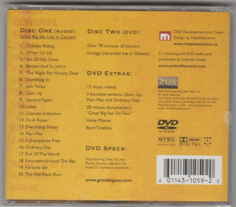 Great Big Sea - Great Big (DVD, 2004, Bonus CD) for sale online | eBay