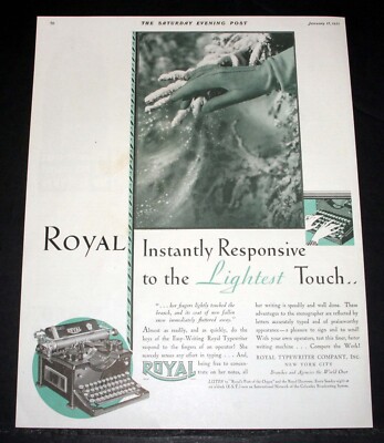 1931 OLD MAGAZINE PRINT AD, ROYAL TYPEWRITERS, RESPONSIVE TO THE ...