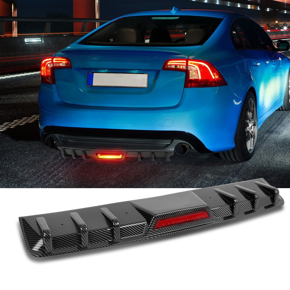 For Nissan Altima Rear Bumper Diffuser Spoiler Lip Carbon w/LED Tail ...