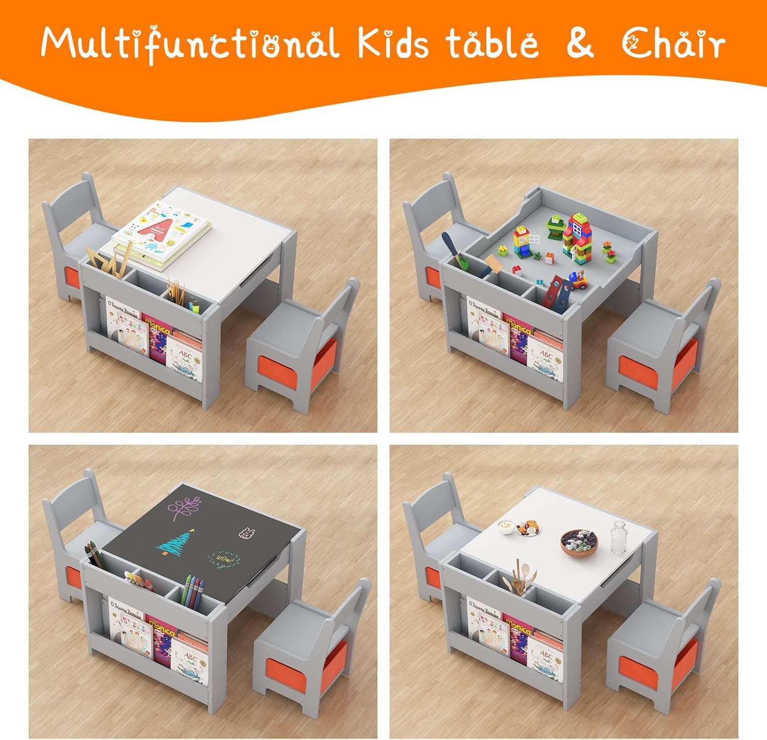 Kids Table and Chair Set with Storage Drawer for Toddlers Drawing ...