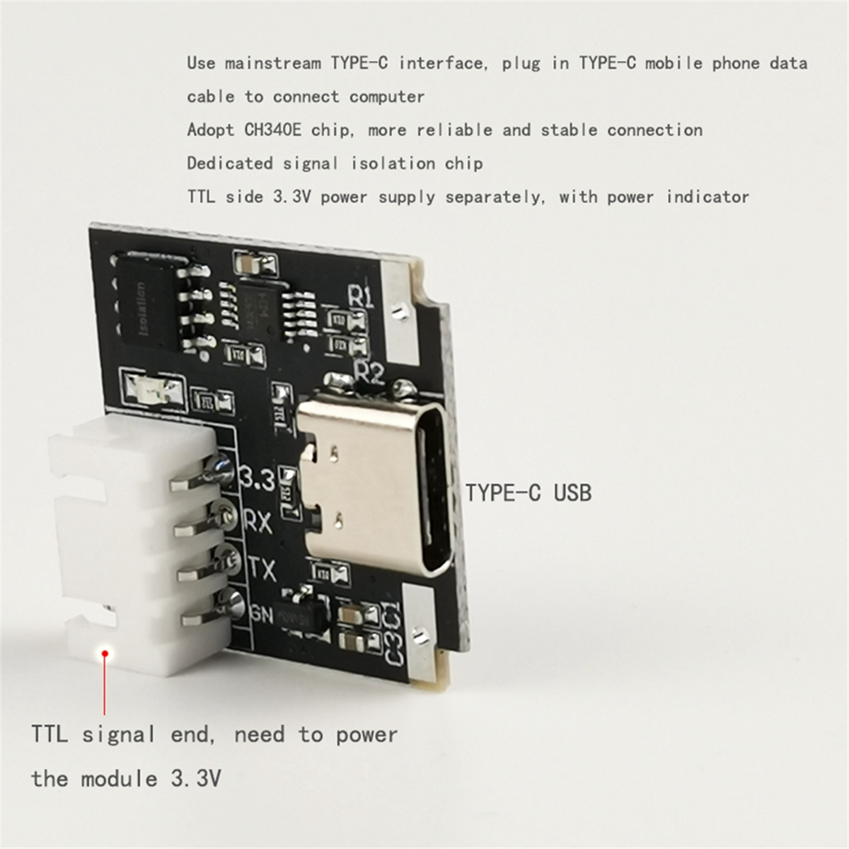 USB-C to Serial Port UART Board Module Isolated USB to TTL Module 1 ...