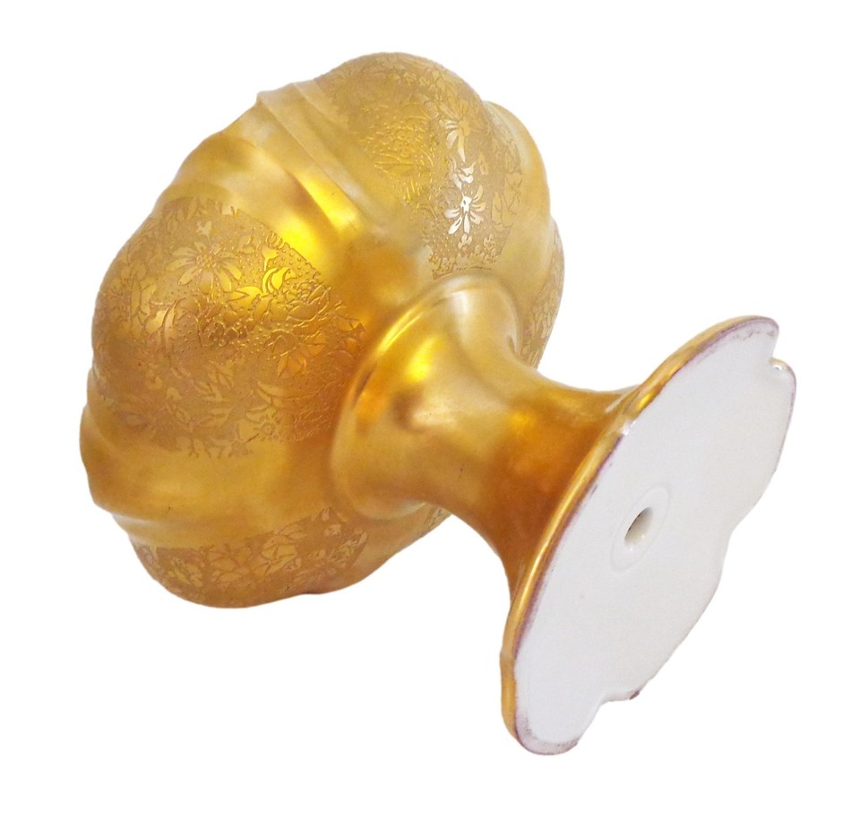 Gold Encrusted Footed Rose Bowl Allover Pattern Probably Pickard | eBay