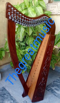 19 Strings Rosewood harp with free set of strings, tuning key and ...
