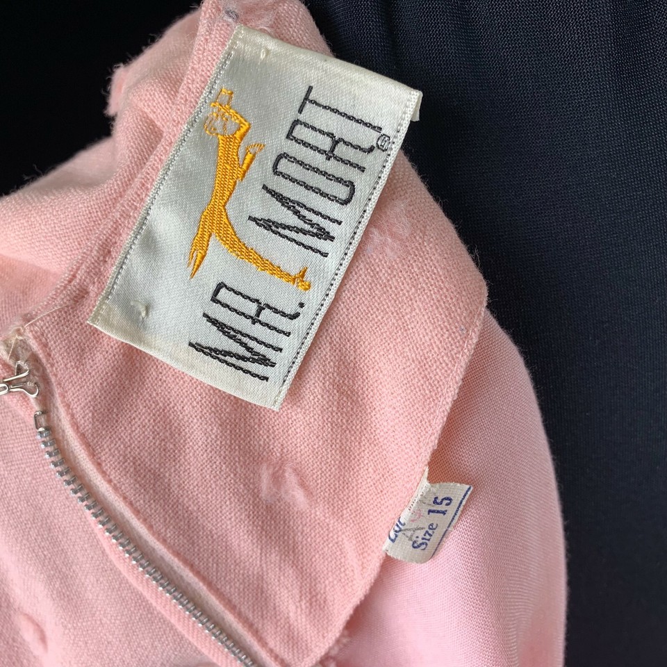 1960s Mr Mort Pink Wool Dress Asymmetric Waist Tie Sheath Kimono Short ...