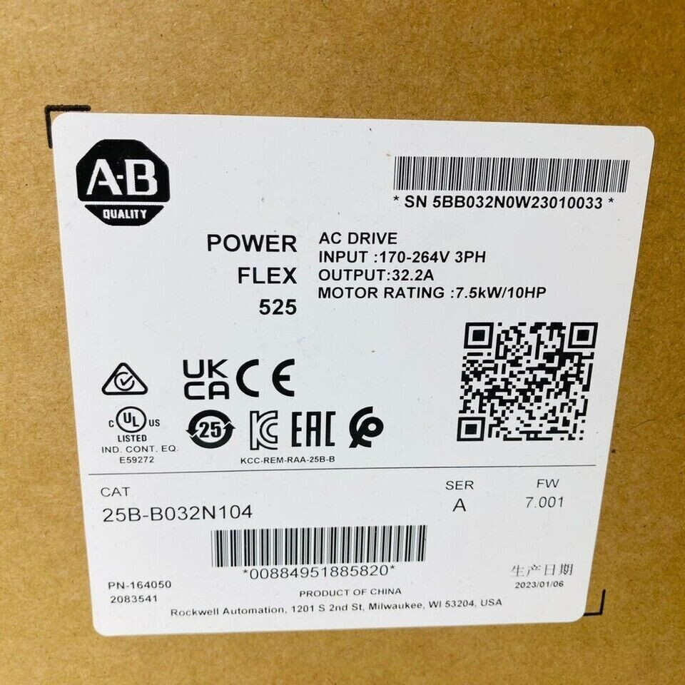 New Allen-Bradley 25B-B032N104 /A PowerFlex 525 7.5kW 10HP AC Drive ...