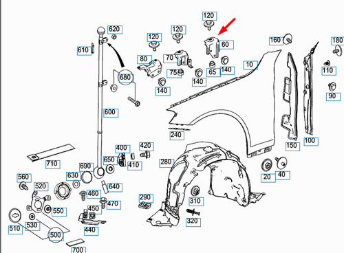 NEW MERCEDES BENZ S CLASS W222 FRONT RIGHT FENDER BRACKET A2228800814 ...