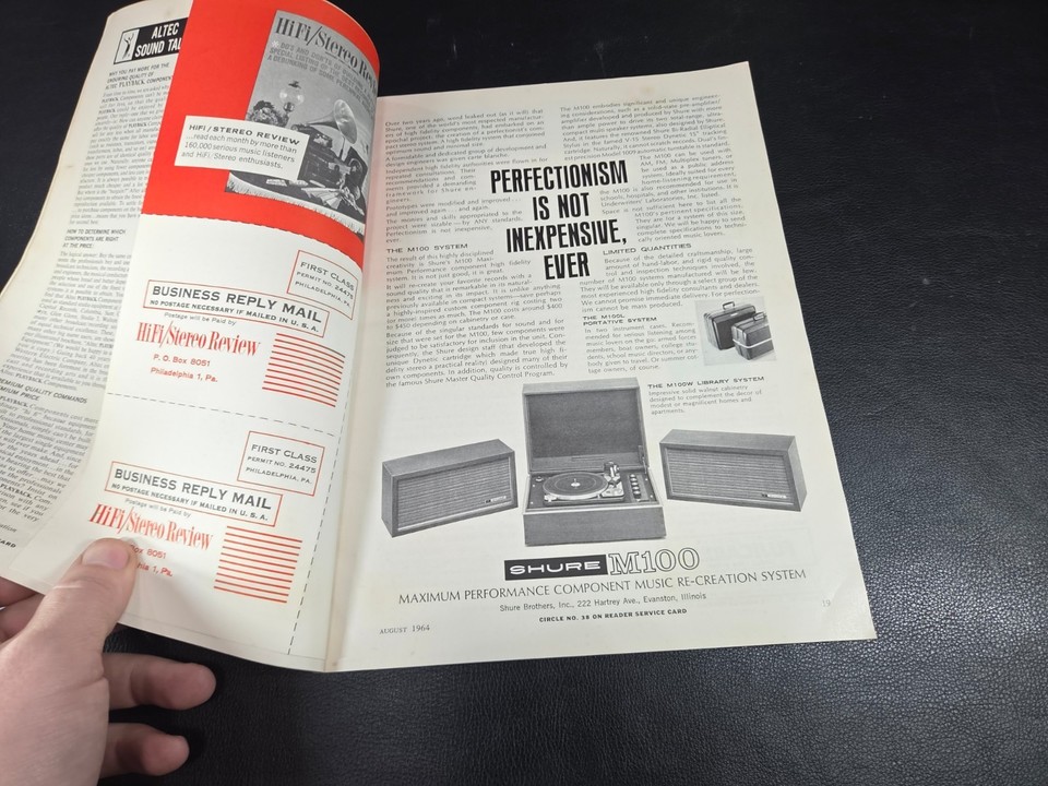 Hi Fi Stereo Review Magazine August 1964 Vintage Marantz KLH EV Klipsch ...