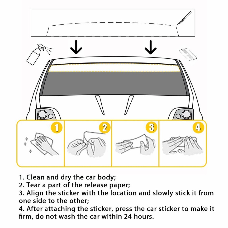 10"x60" Sun Visor Strip Windshield Banner Vinyl Long Lasting White ...