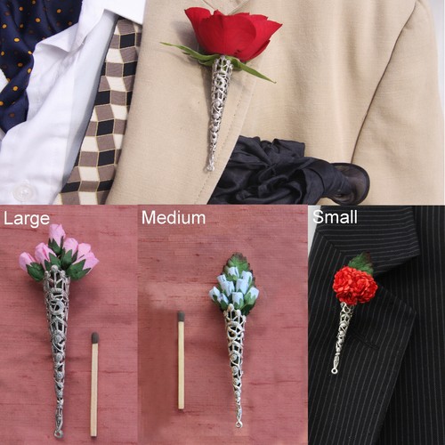 FILIGREE DECO "Poirot" Brooch/Lapel Pin Vase for Corsage*Buttonhole ...