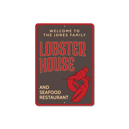 Welcome Lobster House Sign, Personalized Family Name Aluminum Sign ...