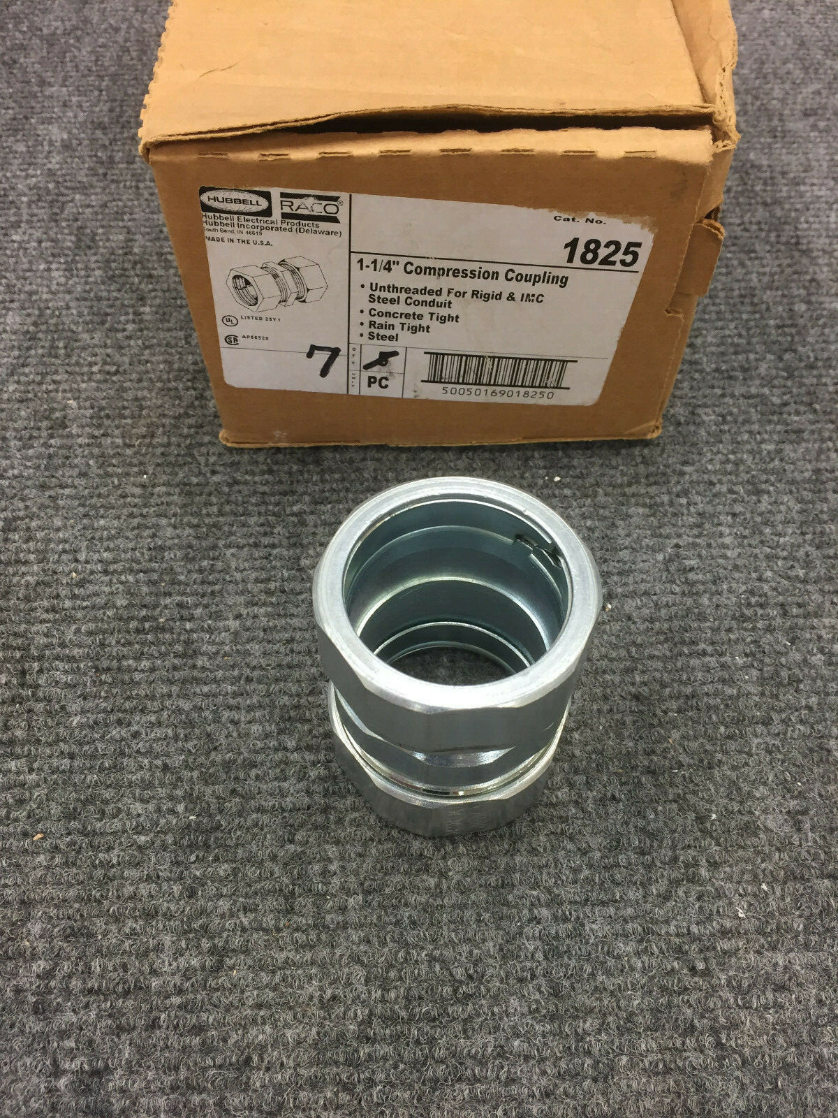 Hubbell/Raco 1825 1 1/4" GRC Steel Compression Coupling (LOT of 7) | eBay