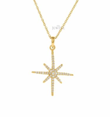 14K Gold 0.35 CT VS/F-G Diamond Starburst Charm Pendant Necklace - The ...