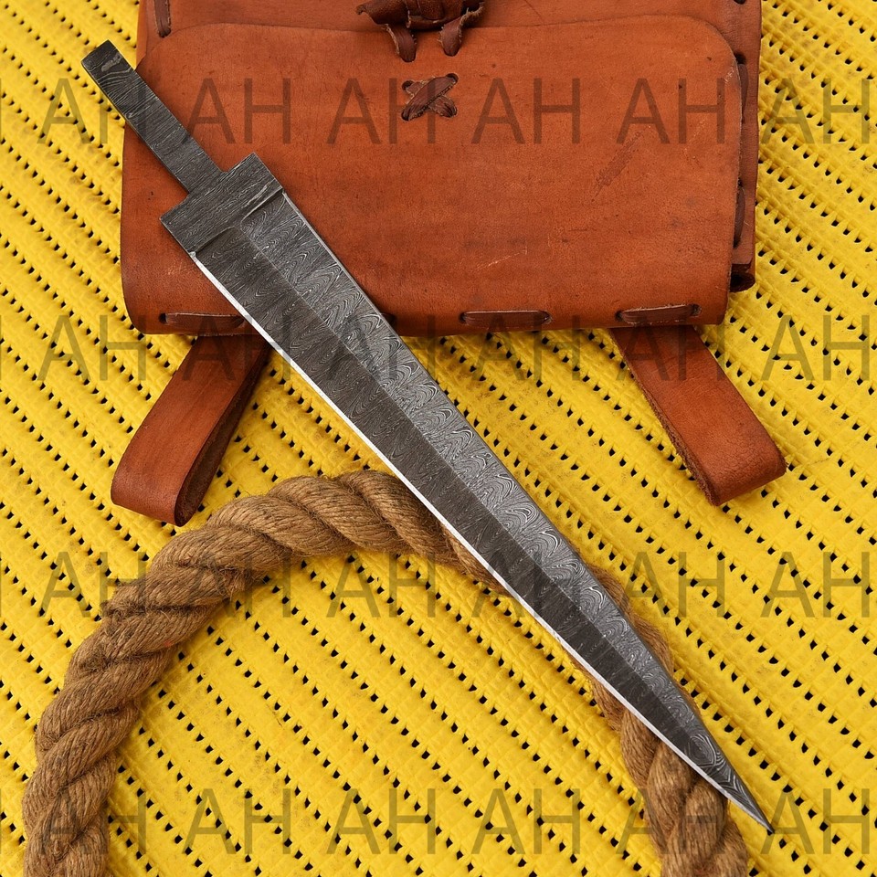 12" long HANDMADE DAMASCUS Steel Blank Blade DAGGER HUNTING KNIFE Full ...