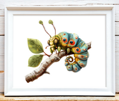 Caterpillar Wall Art Print, Caterpillar Print, Wall Art Decor, Nature ...