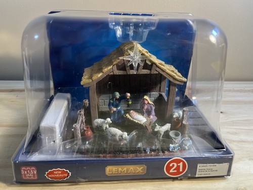Lemax Village Light Up Nativity Manger Scene 34626 Table Accent Open ...