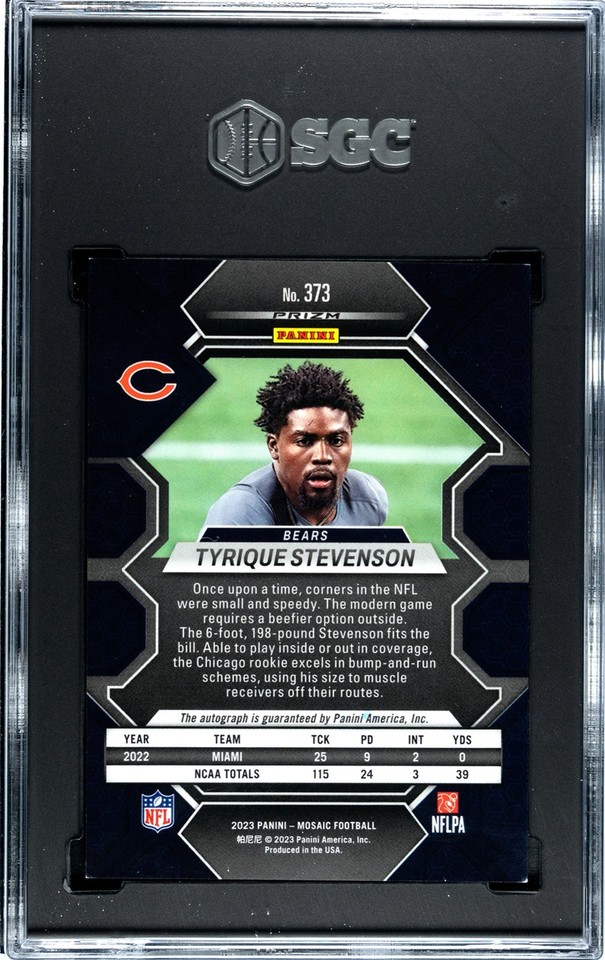 2023 Mosaic Tyrique Stevenson #373 SGC Auto 10, card 9, Fusion Red and ...