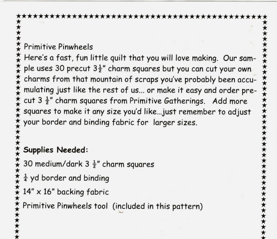 Primitive Pinwheels Quilt Pattern & Template by Primitive Gatherings ...