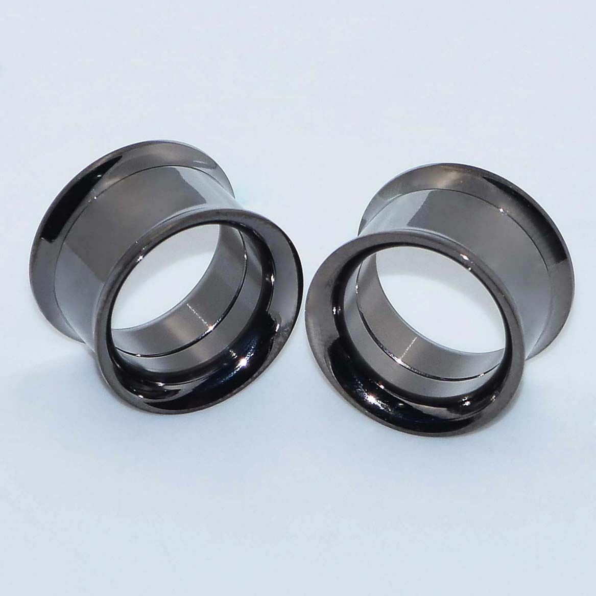 Flesh Tunnel Ear Plug Double Flared Silver Stainless Steel Metal Lobe ...