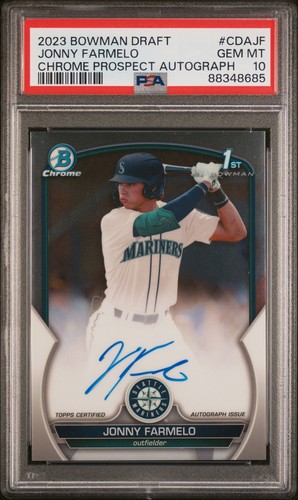 PSA 10 JONNY FARMELO AUTO 1st 2023 Bowman Chrome Draft MARINERS RC GEM ...