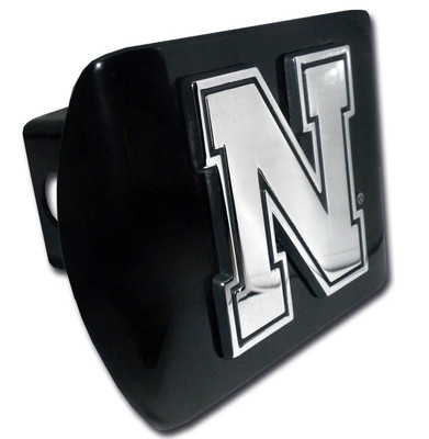 nebraska iron n logo metal black chrome trailer hitch cover usa made | eBay