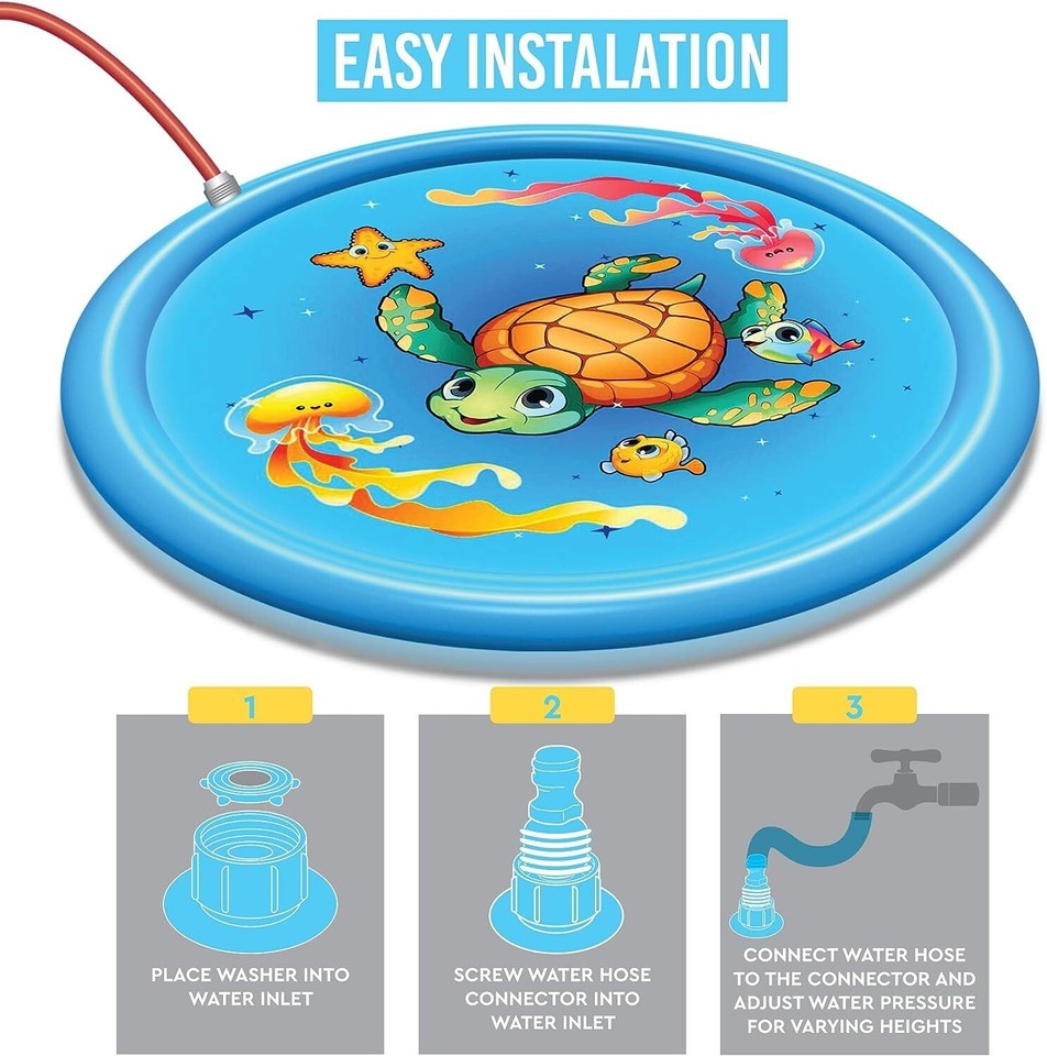 Splash Pad - 67 Inches- Sprinkler for Kids and Toddlers Non-Slip Splash ...