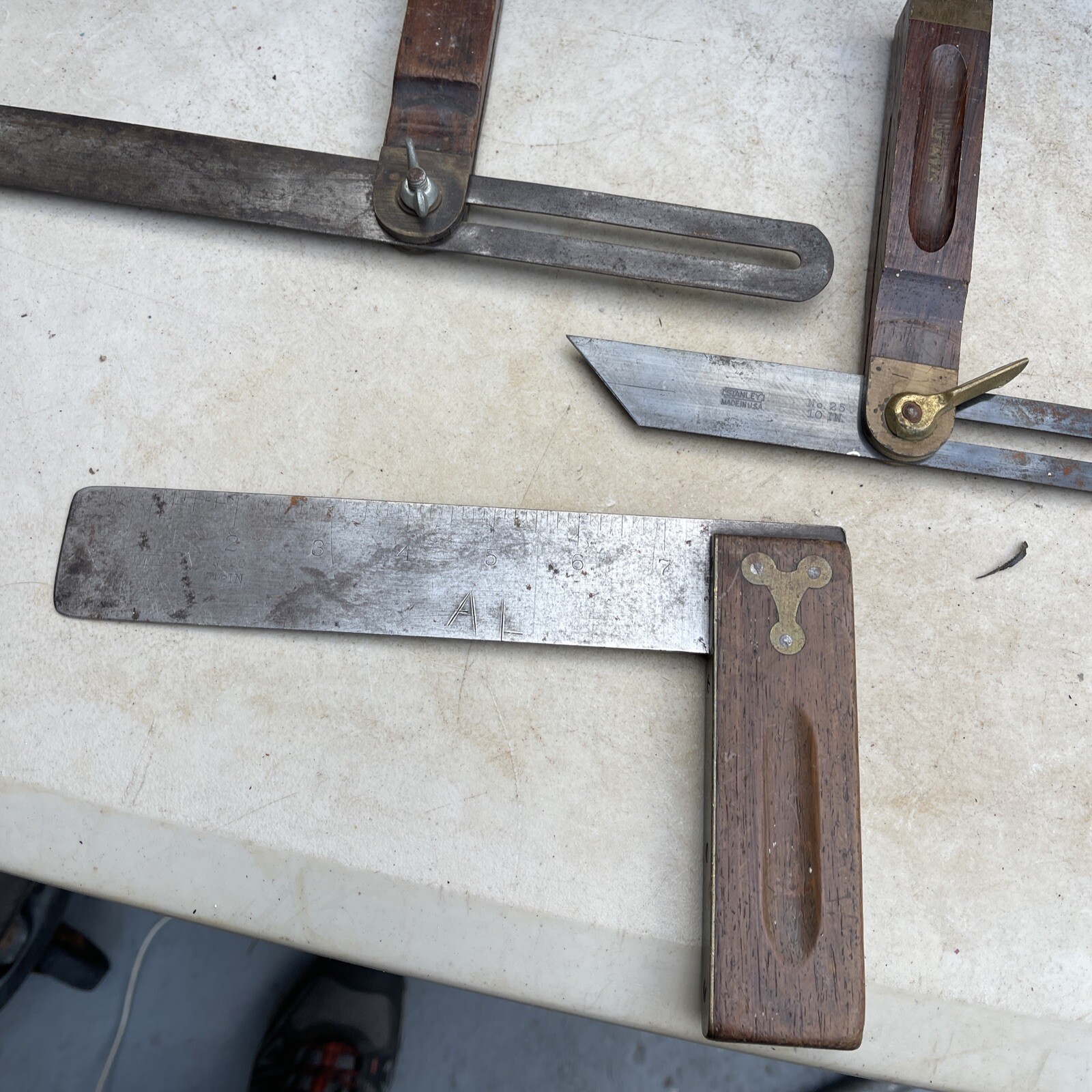 (3) Vintage Stanley 12”,10” 8” Sliding T Bevel Square Tool & Square ...