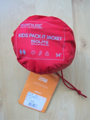 BNWT REGATTA ISOLITE KIDS PACK-IT JACKET WATERPROOF BREATHABLE JACKET ...
