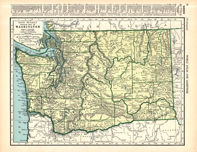 1943 Antique WASHINGTON Map of Washington State Map Gallery Wall Decor ...