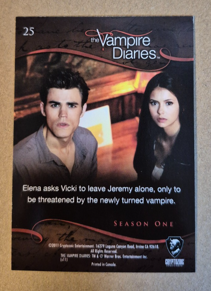 THE VAMPIRE DIARIES Season One Trading Card #25 Cryptozoic 2011 ...