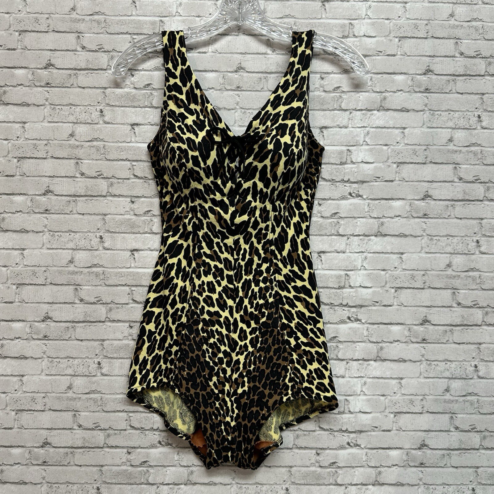 Vintage COLE OF CALIFORNIA Leopard Print Lace Up Swim… - Gem